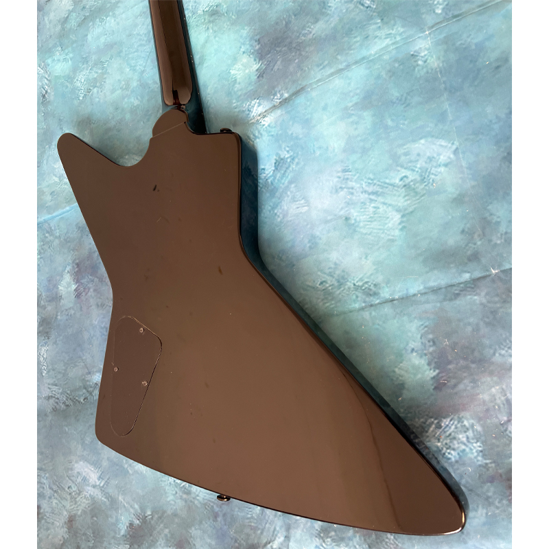 Electric guitar Explorer Black Wolf to man inlay black rosewood ...