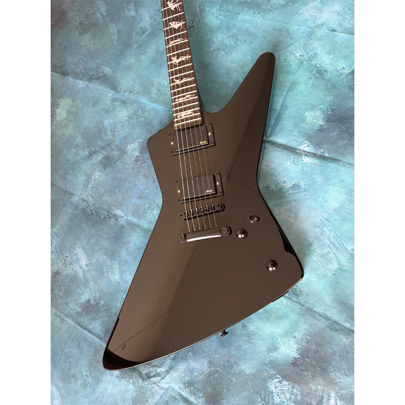 Electric guitar Explorer Black Wolf to man inlay black rosewood ...