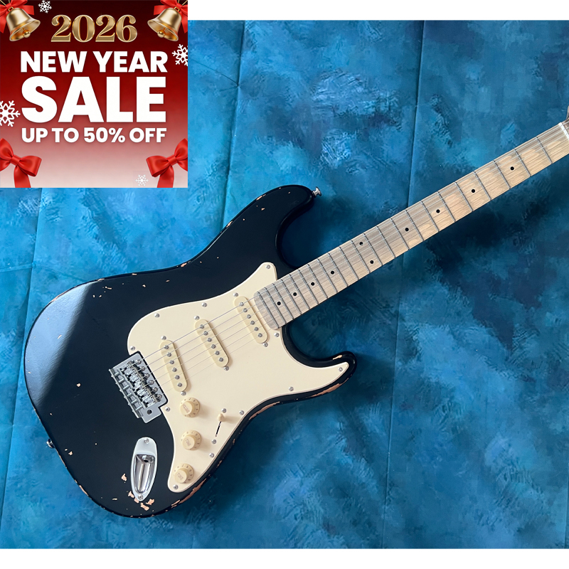 Factory price, high quality, fast delivery. ST guitar, black color ...