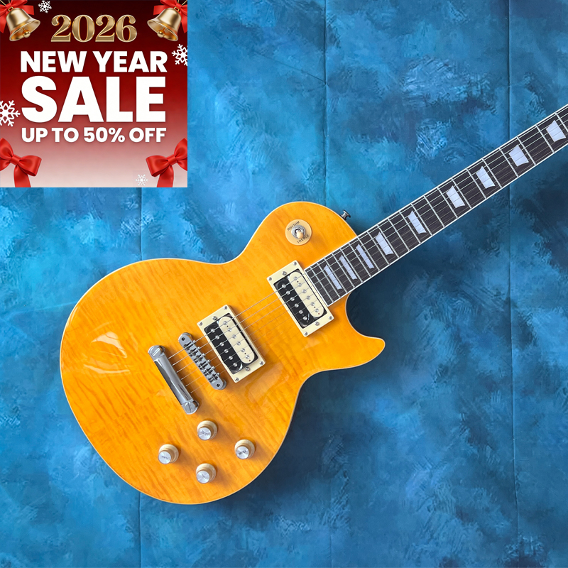 Slash LP Standard Electric Guitar - Bright yellow flame maple veneer ...