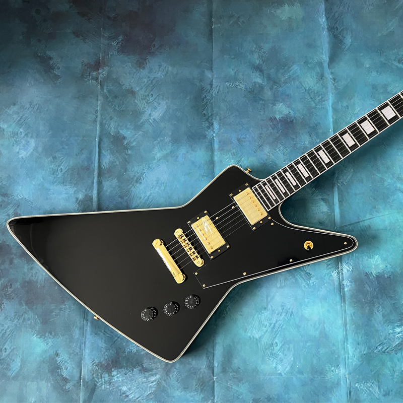 Black EXPLORER 6-string electric guitar with solid mahogany body and ...