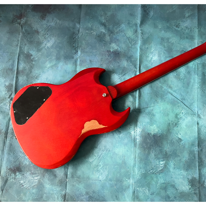 Red SG 6-string electric guitar with solid mahogany body and neck ...