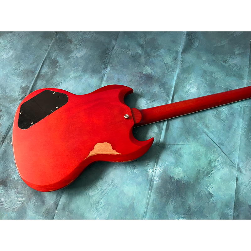 Red SG 6-string electric guitar with solid mahogany body and neck ...