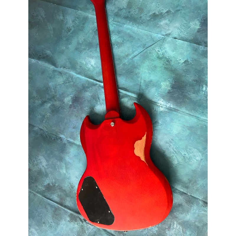 Red SG 6-string electric guitar with solid mahogany body and neck ...