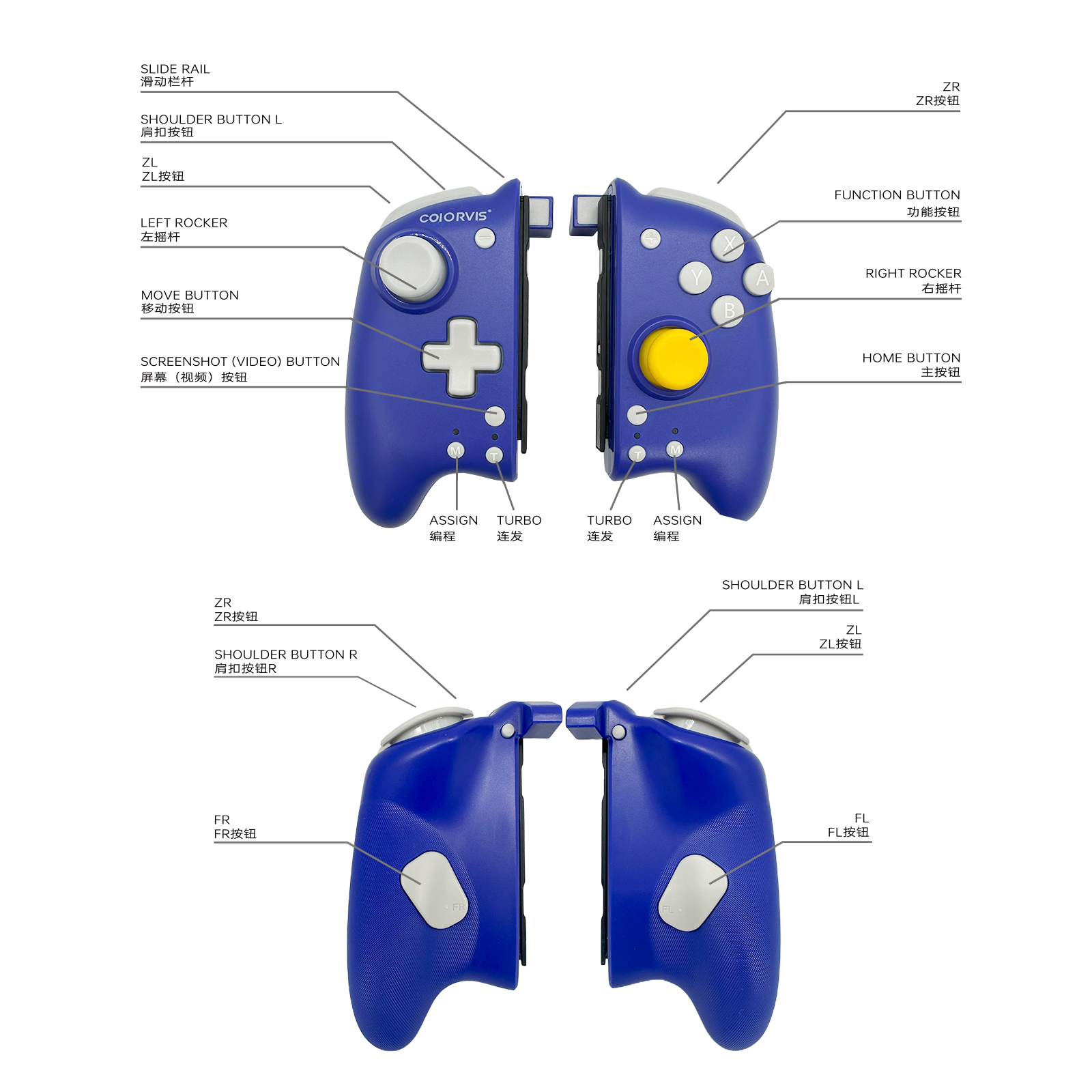 COIORVIS Switch Controllers Joy Pad Controller for Switch/Switch OLED ...