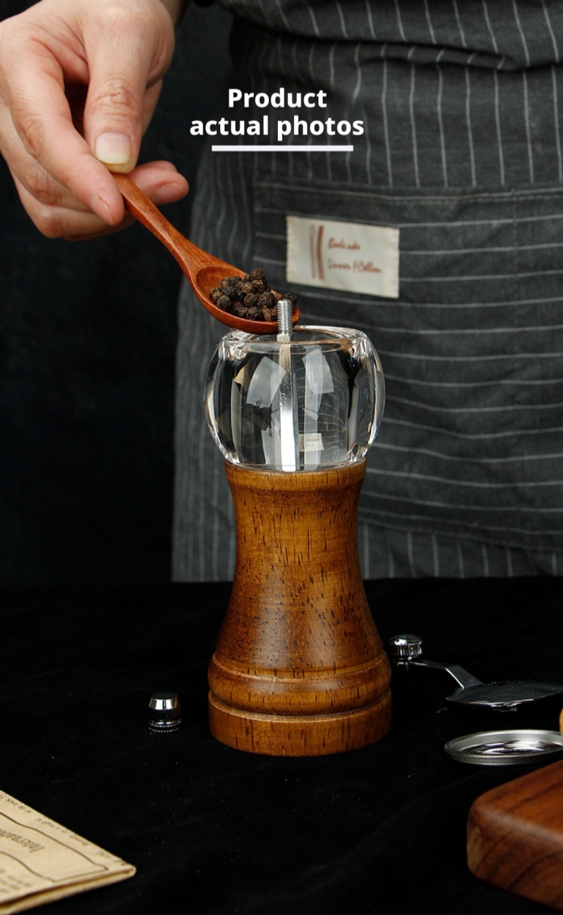 Hand-Cranked Solid Wood Acrylic Pepper Grinder Cross-Border Kitchen ...