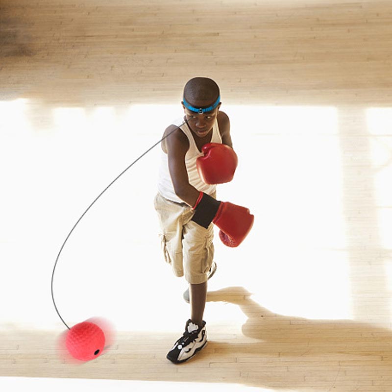 Head-mounted boxing reflex ball