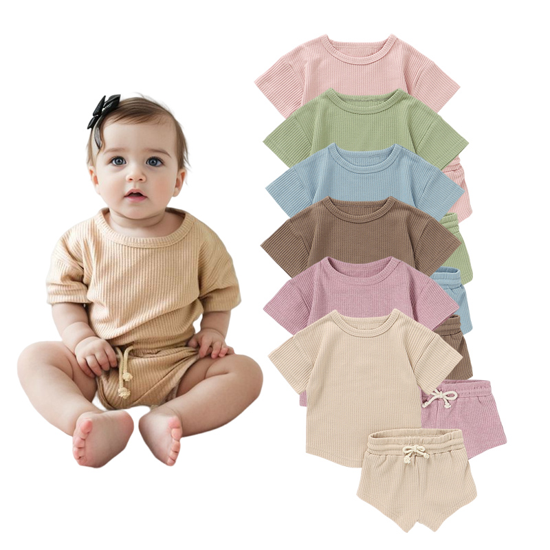 waffle baby short set, summer baby clothing set