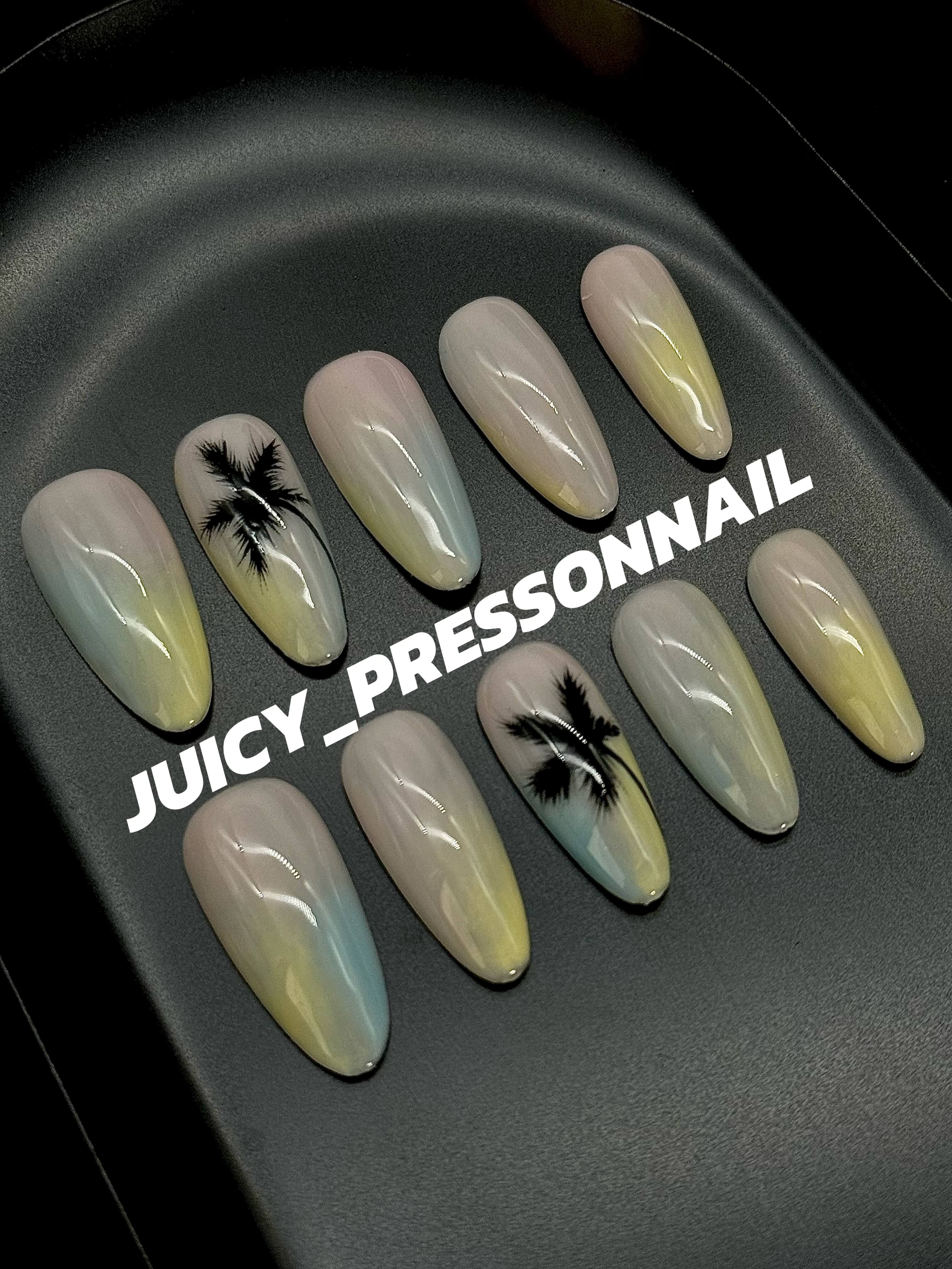 Beach Summer-only Holiday colorful Gradients Coconut Palm Manicure