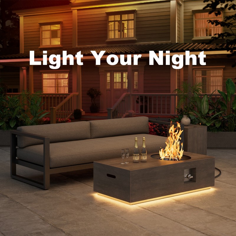 BLAZE-48"-Rectangular-Fire-Pit-Table–Cozy-Golden-LED-Glow-in-Light-Brown-or-Gray,by-Evita-Flames