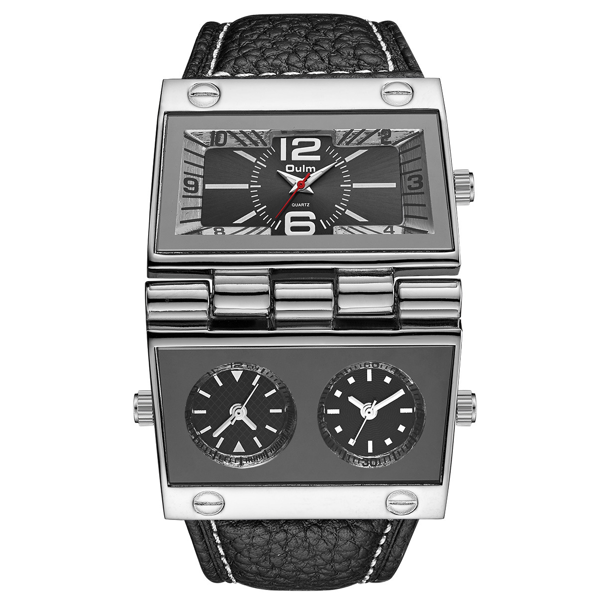 Fashion watch multi-time zone rectangular quartz men's watch
