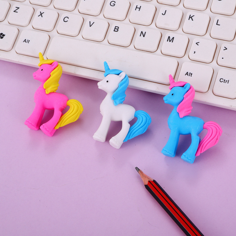 Creative Unicorn eraser cartoon with Tail Pony eraser pencil eraser ...