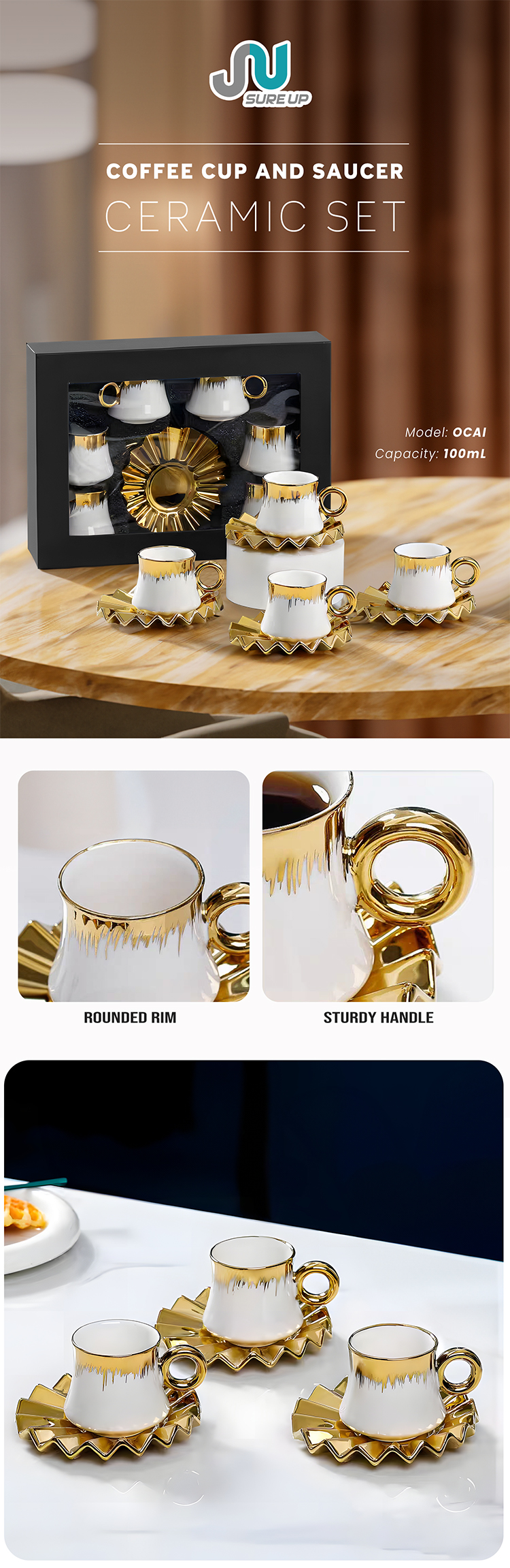 OCAI-Modern styles coffee set with Cups and saucers tea set household ...