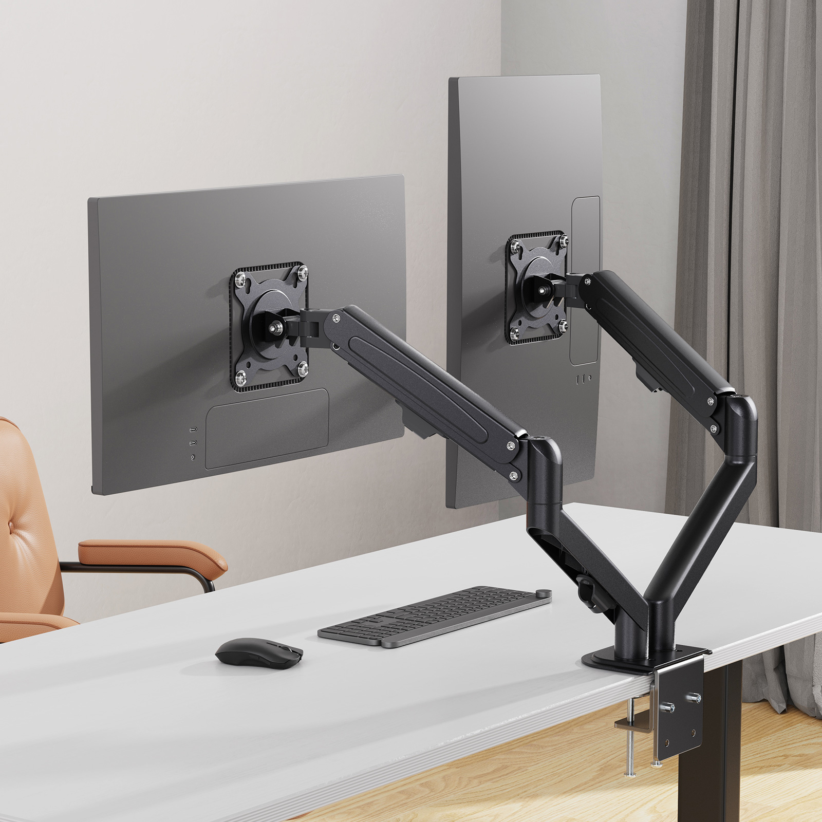 Dual Monitor Stand,Desk Mount Stand Full Motion Swivel Computer Monitor ...