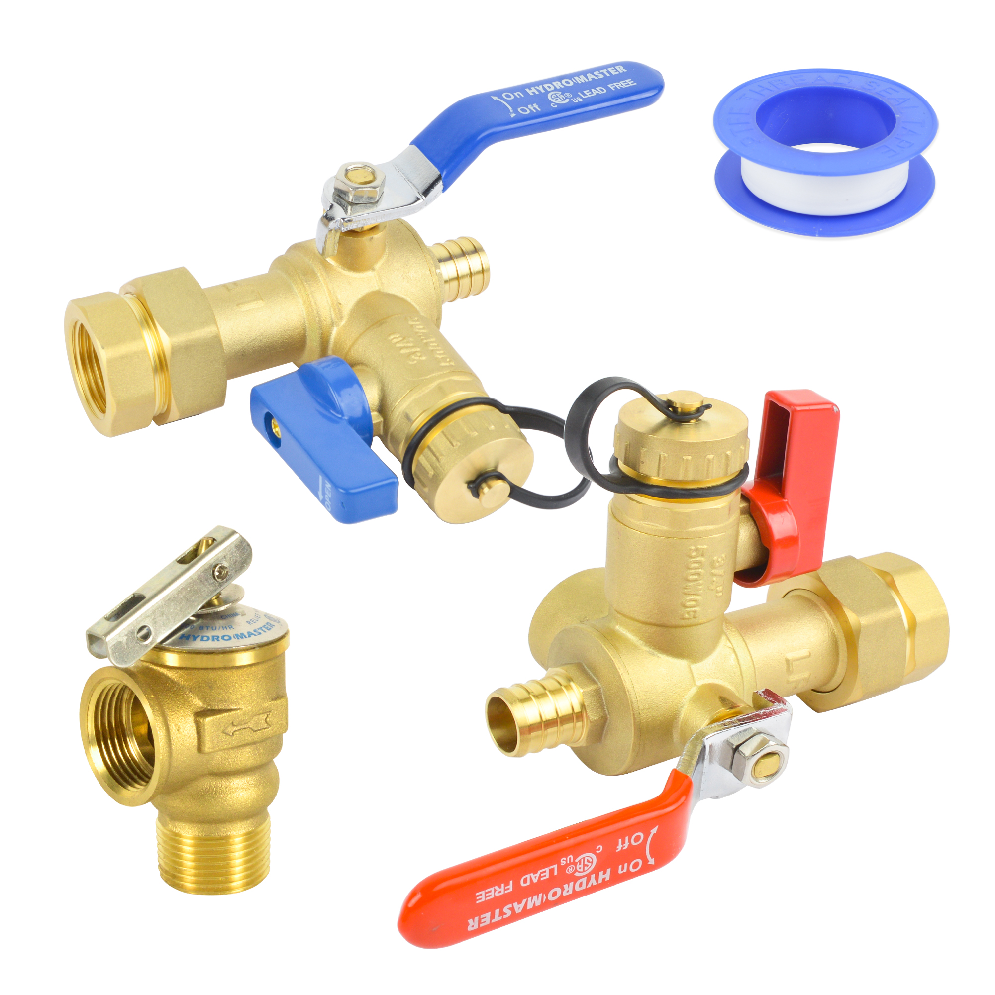 HYDRO MASTER Tankless Water Heater Valve Kit, Lead-Free Brass, NPT ...