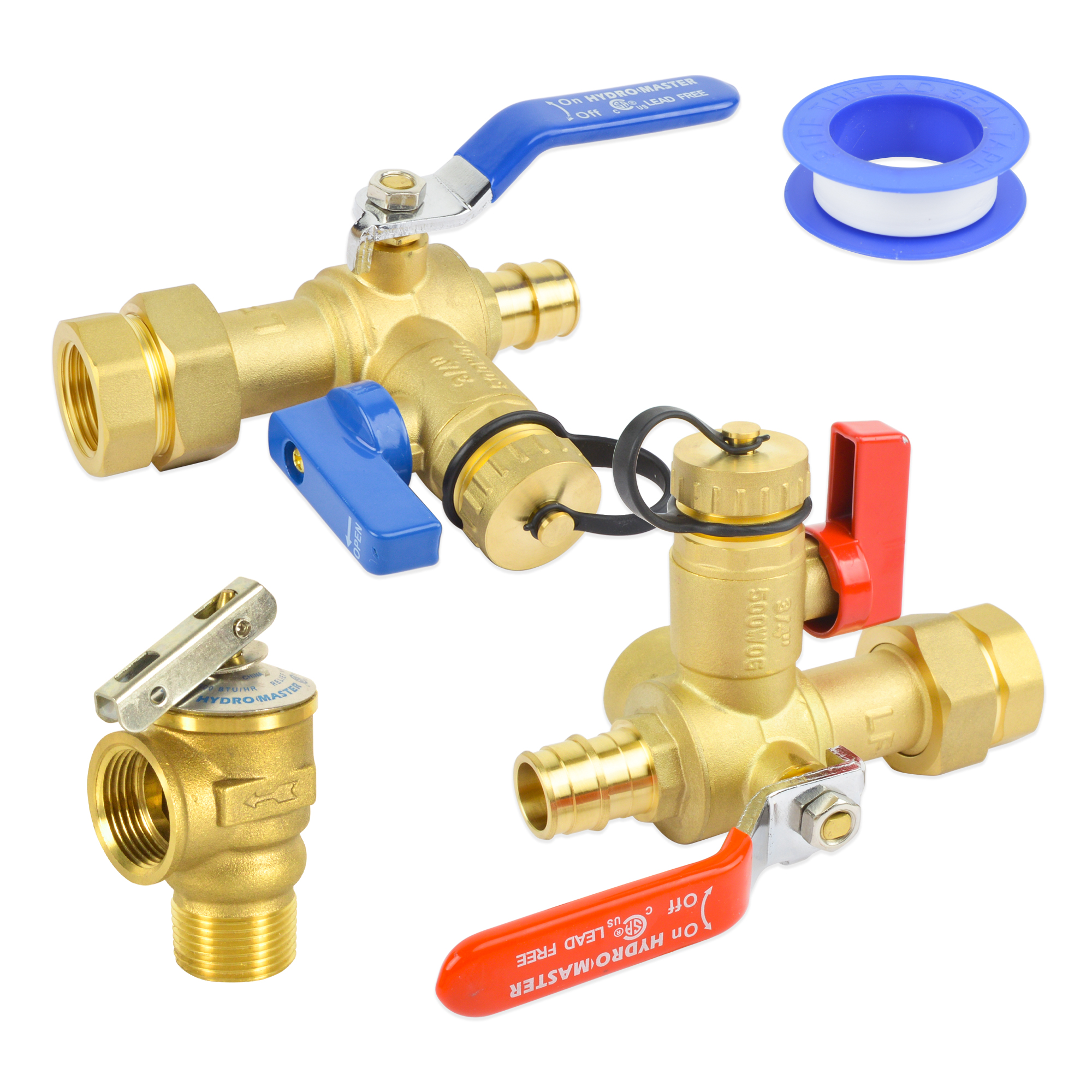 HYDRO MASTER Tankless Water Heater Valve Kit, Lead-Free Brass, NPT ...