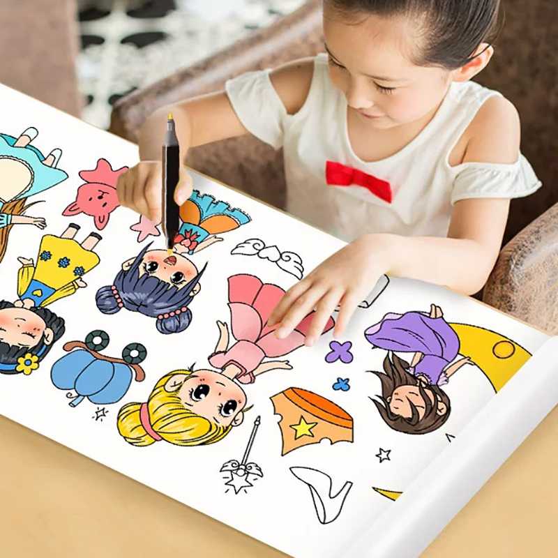 10m Kids Doodle & Coloring Scroll – Animals, Princesses, Desserts ...