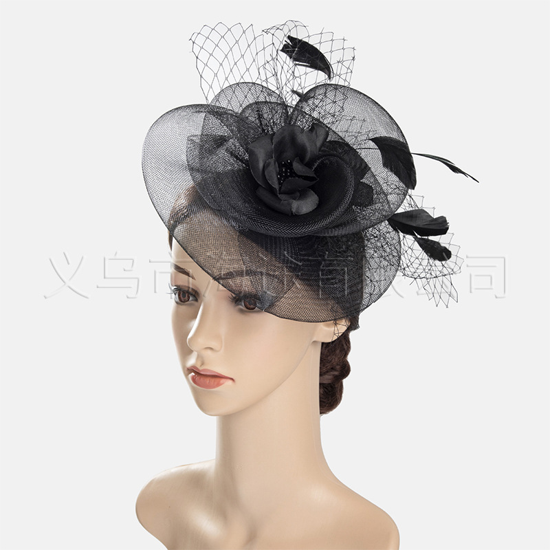 Annual Performance Black Mesh Small Top Hat Multi-layer Short Vintage ...