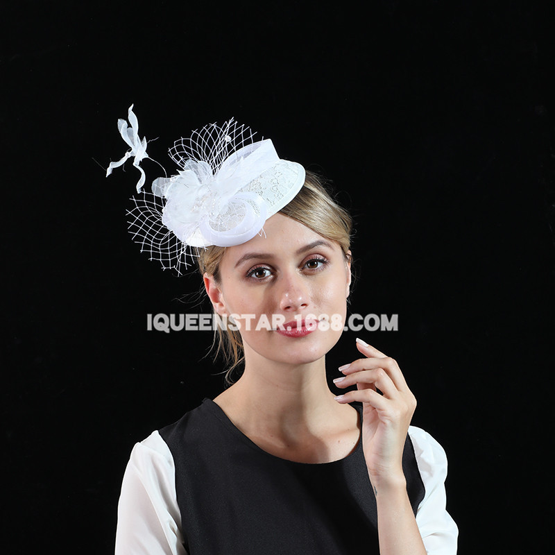 European and American cross-border bridal elegant top hat creative mesh ...