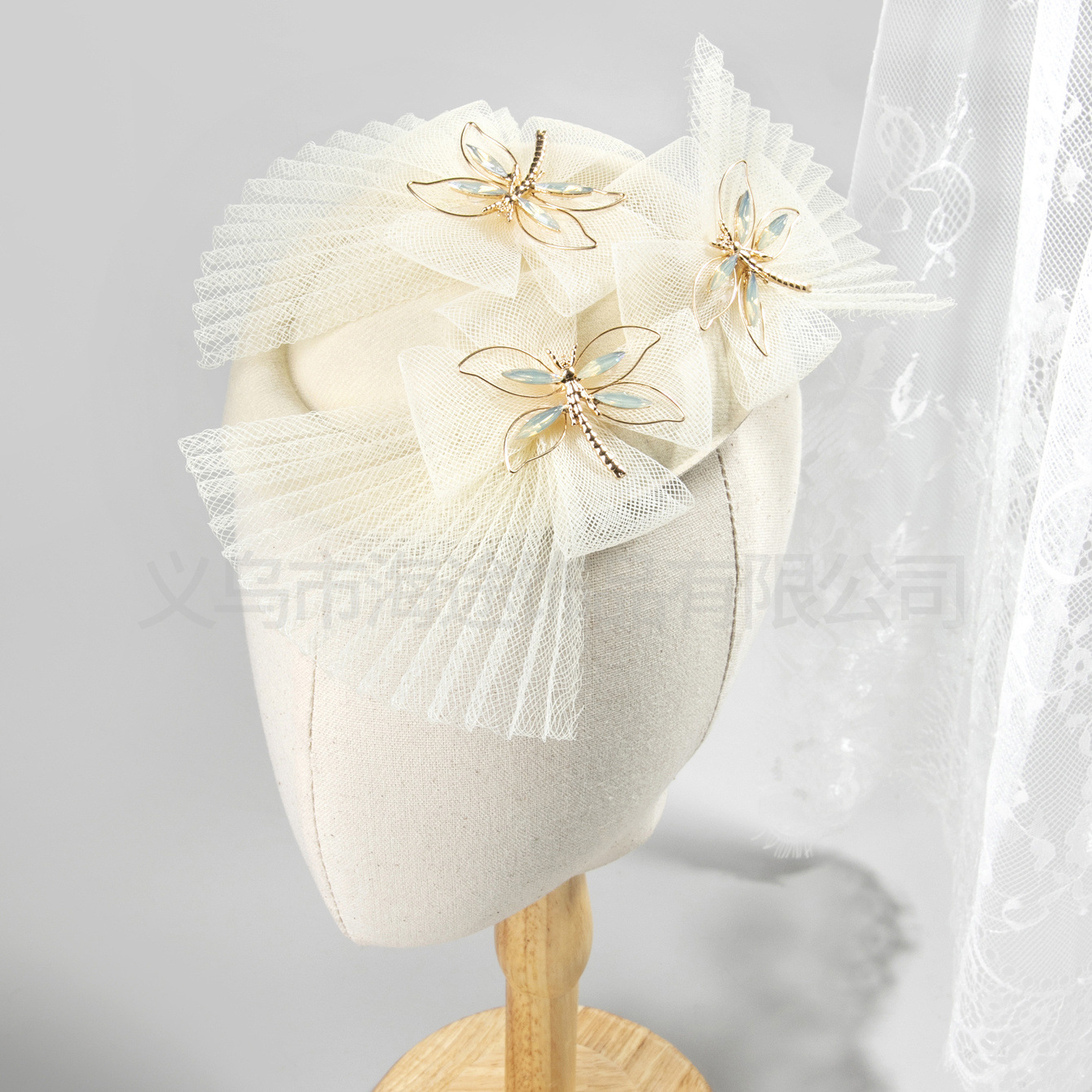 European and American New Dragonfly Folding Top Hat Female Bride Photo ...