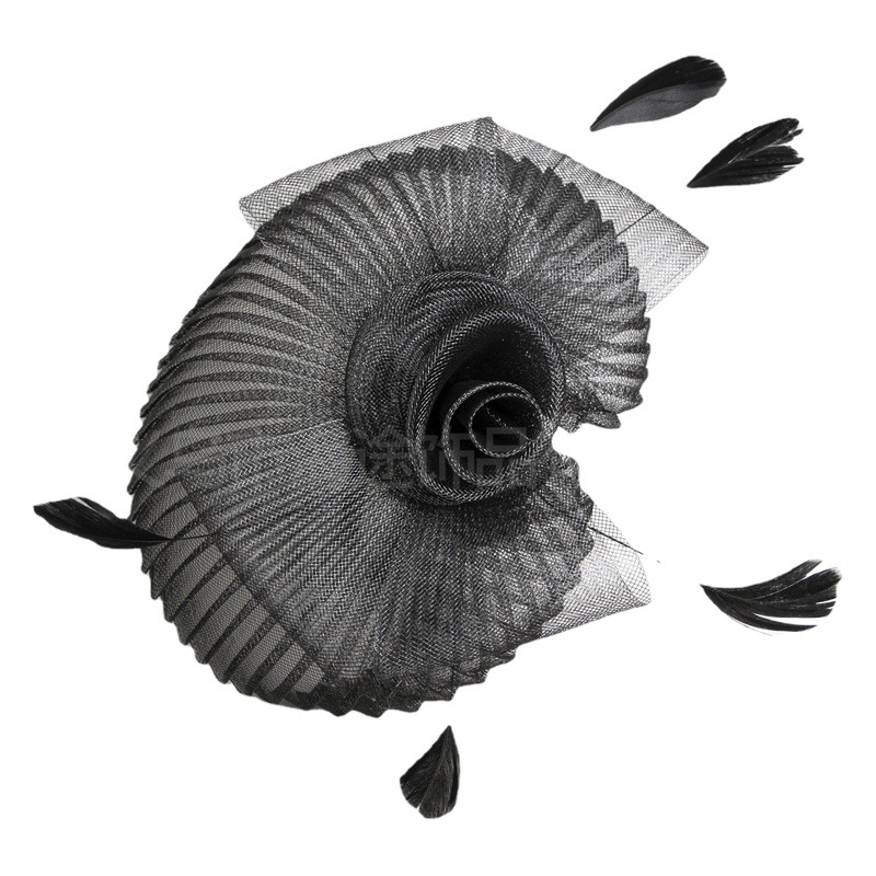 American Folding Feather Mesh Top Hat Bridal Portrait Headwear Mesh ...