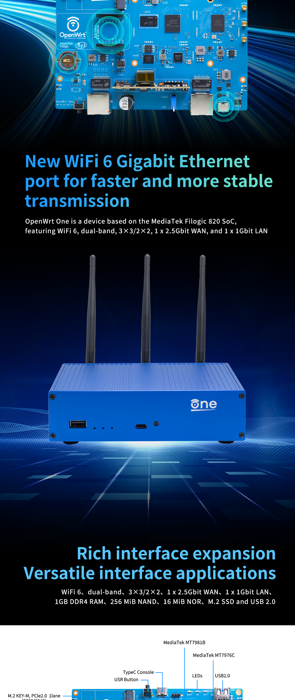 Banana Pi OpenWrt One Router MediaTek MT7981B
