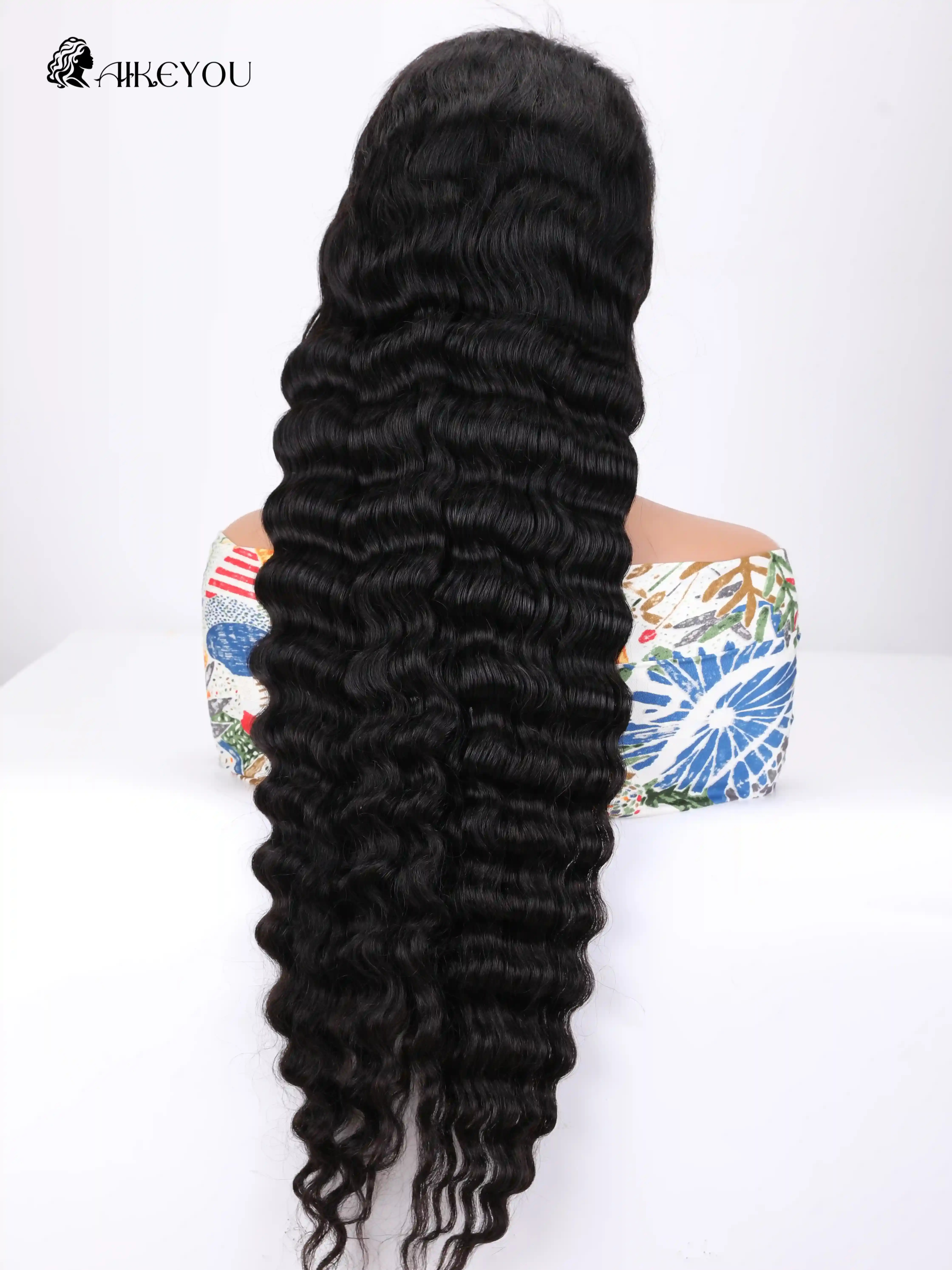 Glueless Drawstring Wigs Loose Deep Wave Natural Black 5*5 Lace Wigs