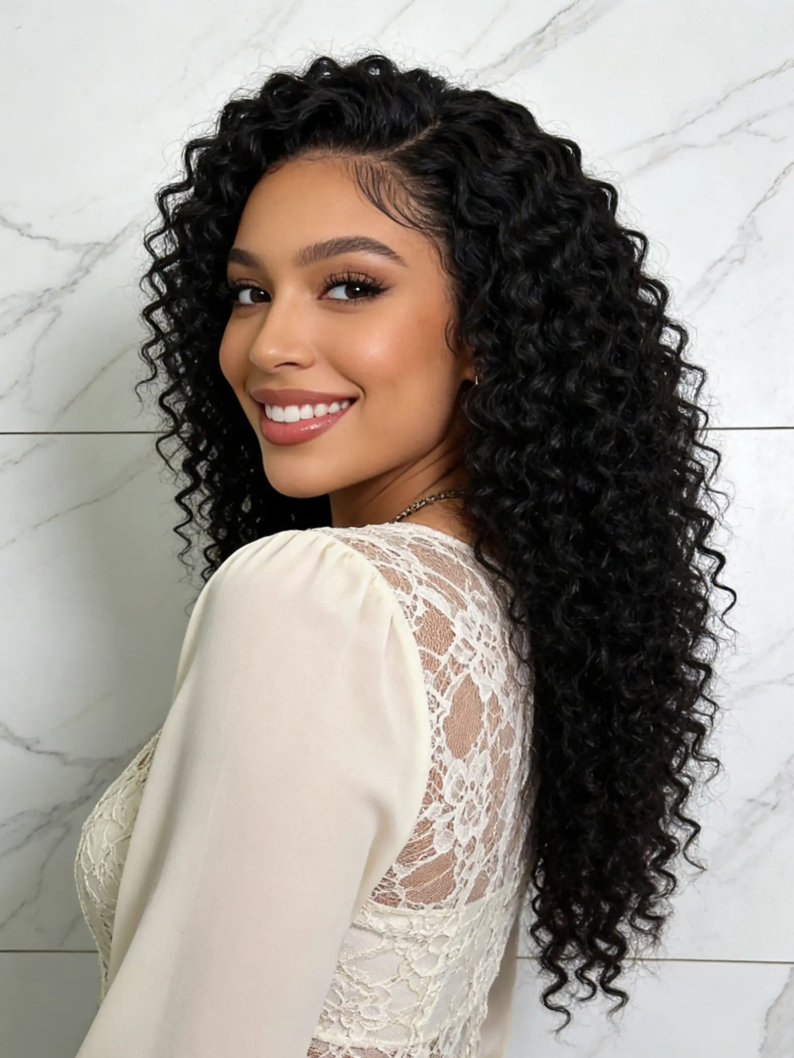 Glueless Drawstring Wigs Jerry Curly Natural Black 5*5 HD Lace Wigs