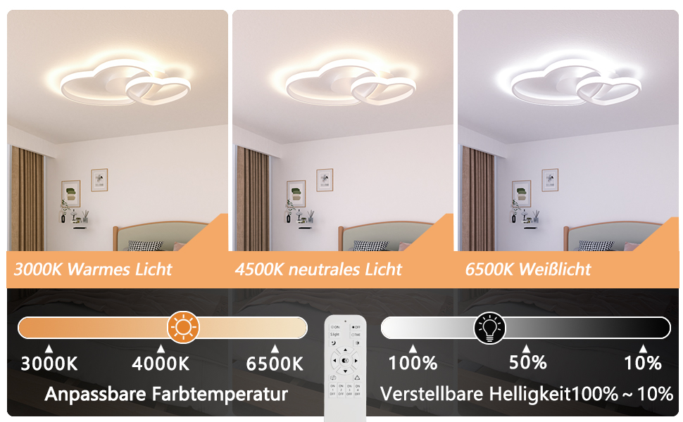 LED Ceiling Light Modern Heart Lamp Ceiling Light Dimmable with Remote ...