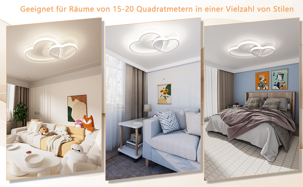 LED Ceiling Light Modern Heart Lamp Ceiling Light Dimmable with Remote ...
