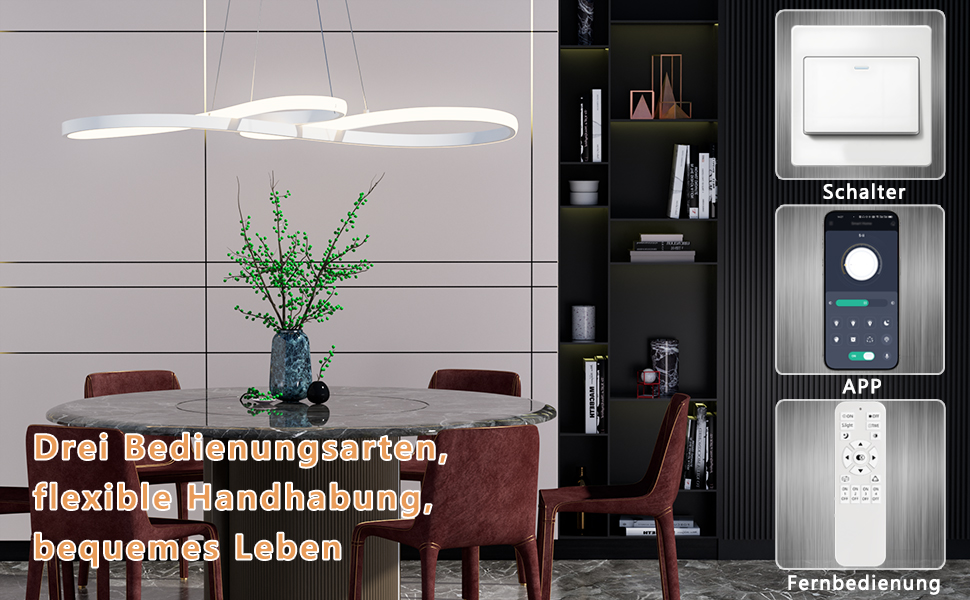 Ocealux 45W Dimmable LED Pendant Light, Double Figure 8 Design Pendant ...