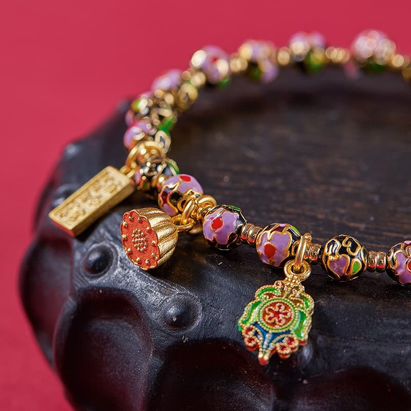 Cloisonné Copper Bracelet | Feng Shui Protection & Auspicious Charm