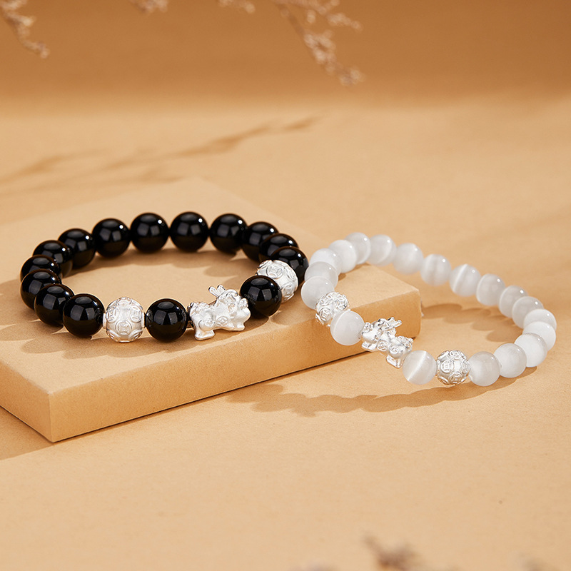 999 Pure Silver Pixiu Couple Bracelets | Feng Shui Wealth & Love ...