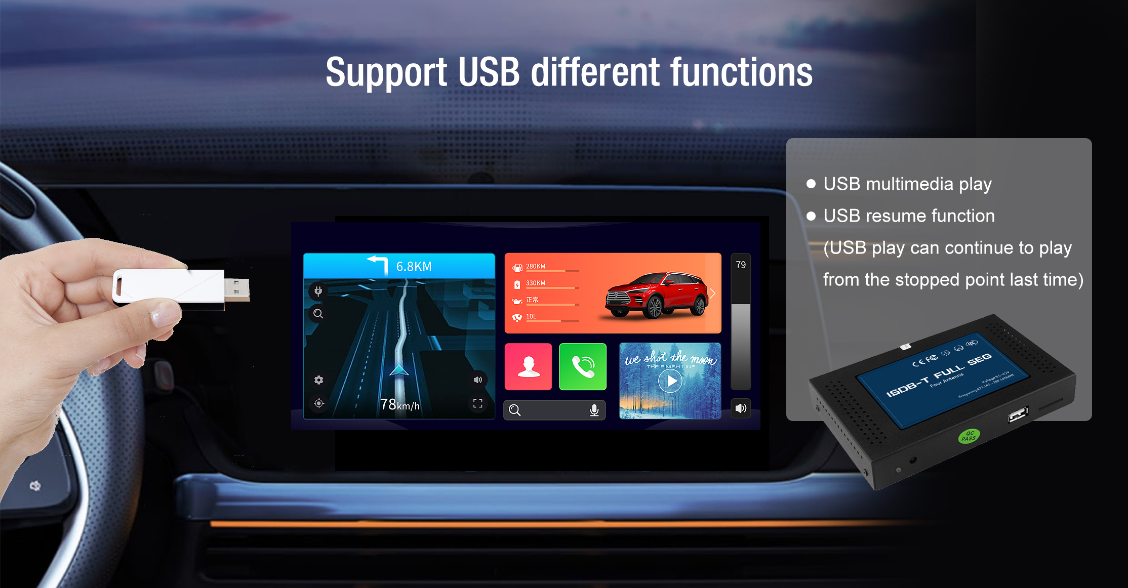 ISDB-T FULL SEG Car Digital TV(4Antenna)