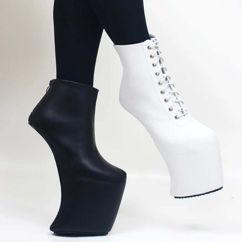 Women Heelless Platform Boots Sexy Super High Heels Ankle Boots Women ...