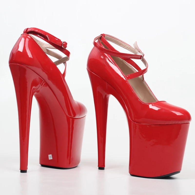 Jialuowei Extreme 20cm High Spike Heel Thick Platform Patent Pointed
