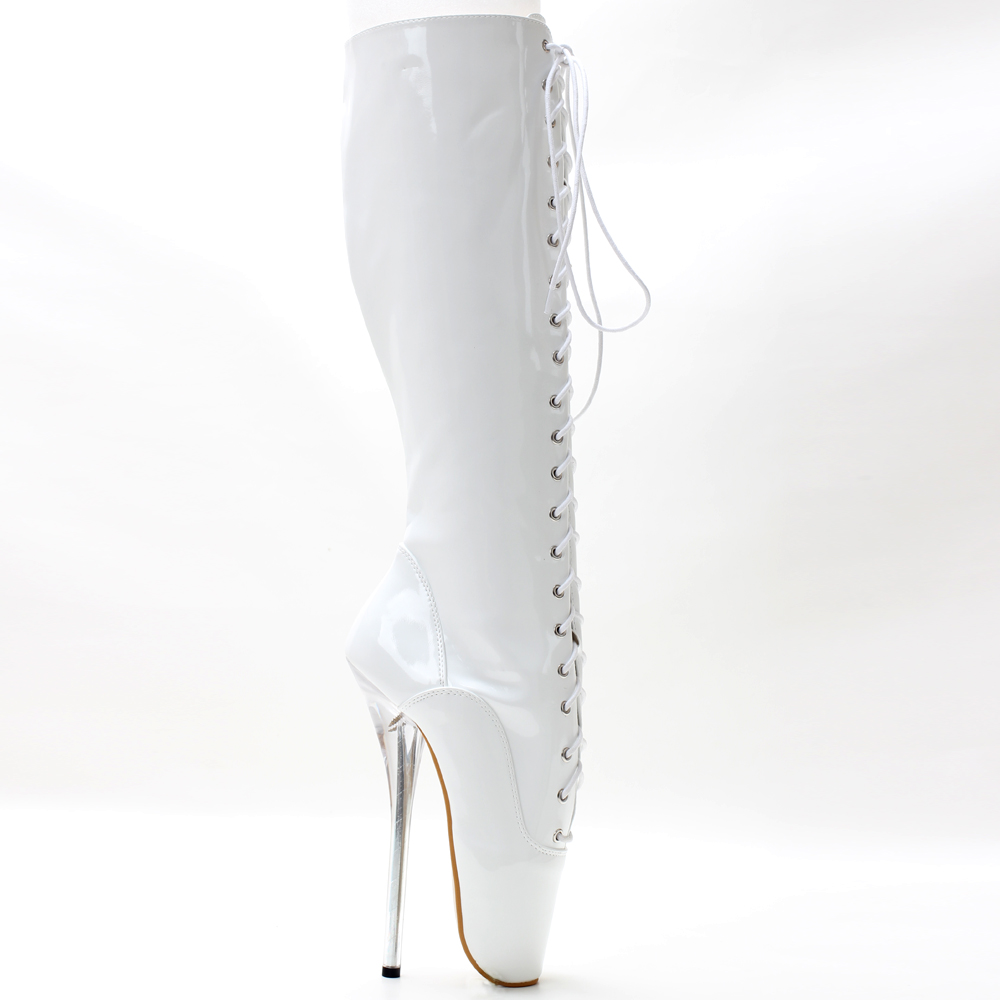 Women 18cm 7 Spike High Heel Sexy Fetish Ballet Black Knee High Boots