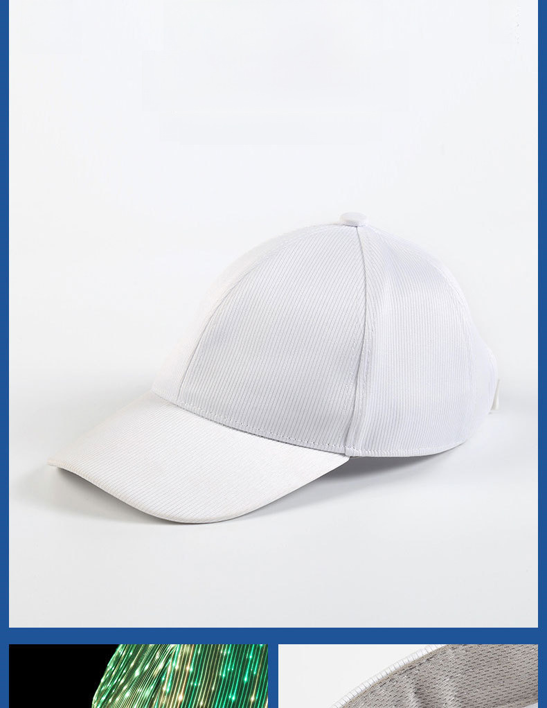 Breathable led light fiber fluorescent cap