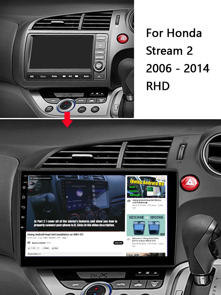 Idoing 10.2 inch Car Stereo Android Radio Player For Honda Stream 2 ...