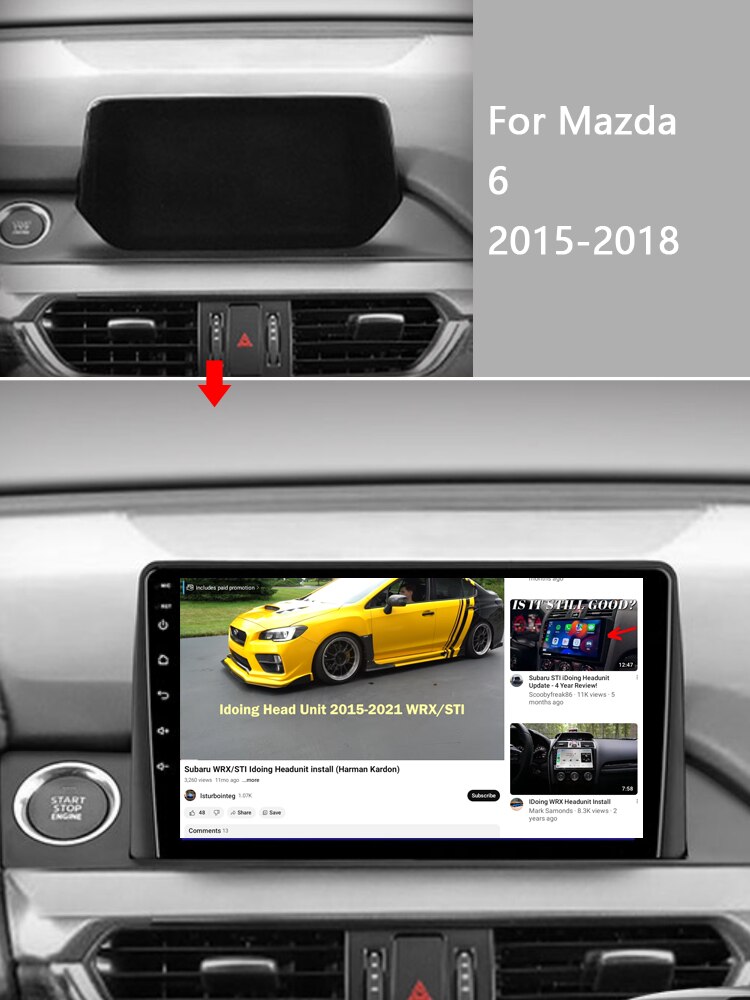 Idoing 9 inch Android Head Unit For Mazda 6 Mazda6 III 3 GJ GL 2015 ...