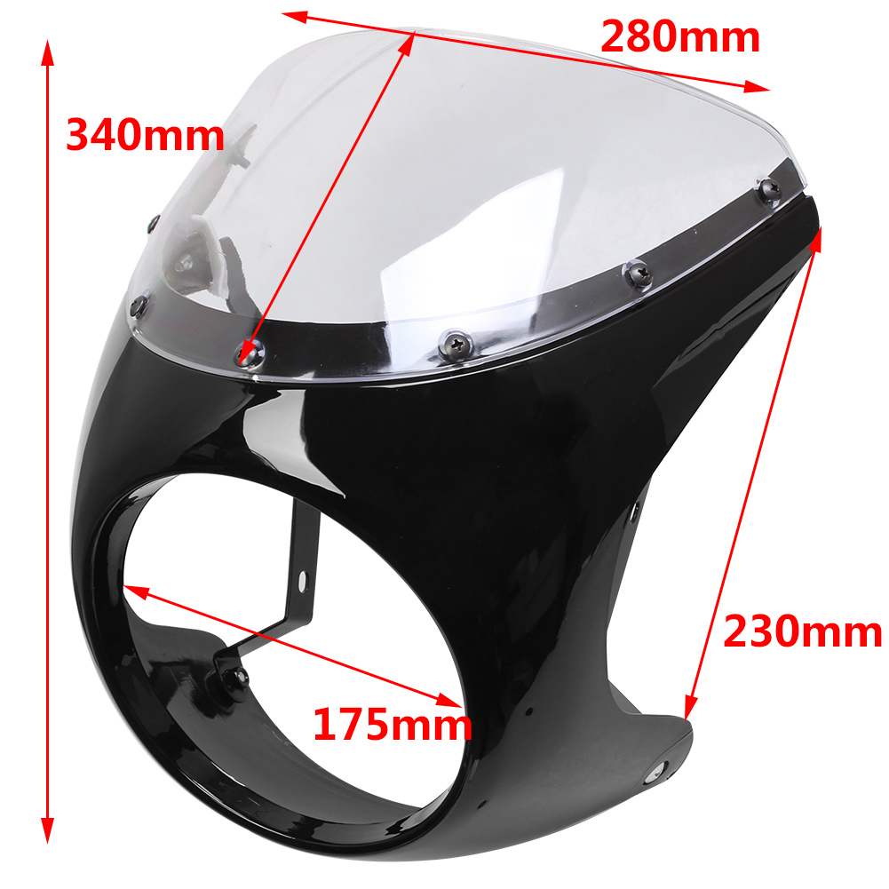 Motorcycle Universal Cafe Racer 7inch Headlight Handlebar Fairing ...
