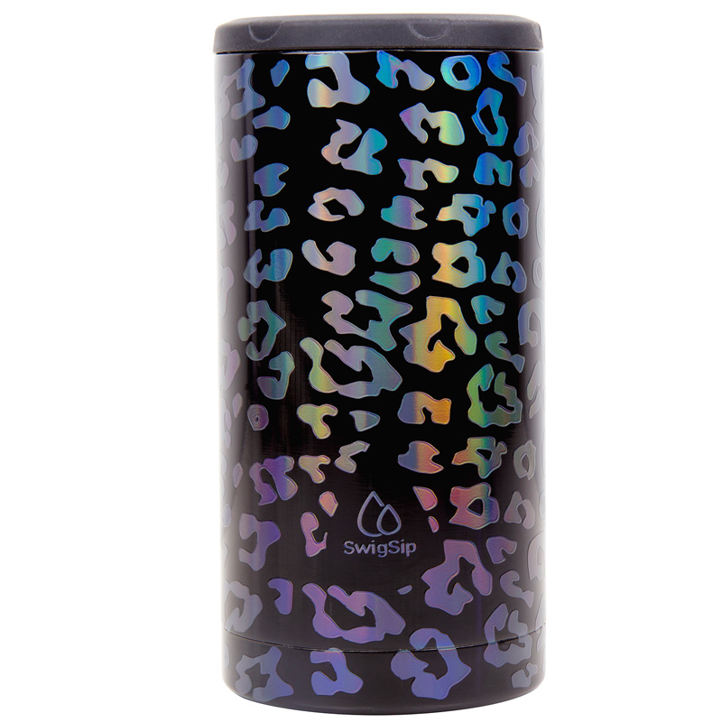 Swig Sip 12oz Stainless Steel Black Laser Leopard Tumbler