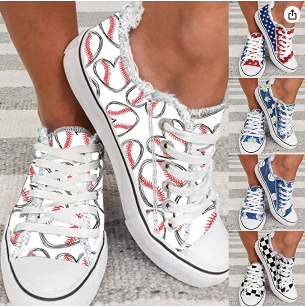 Baseball Daily Printing Women Canvas Sneakers